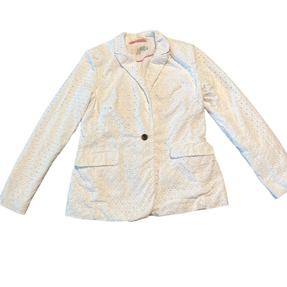 Boden | Jackets & Coats | Boden White Blenheim Eyelet Blazer Sz 6 ...